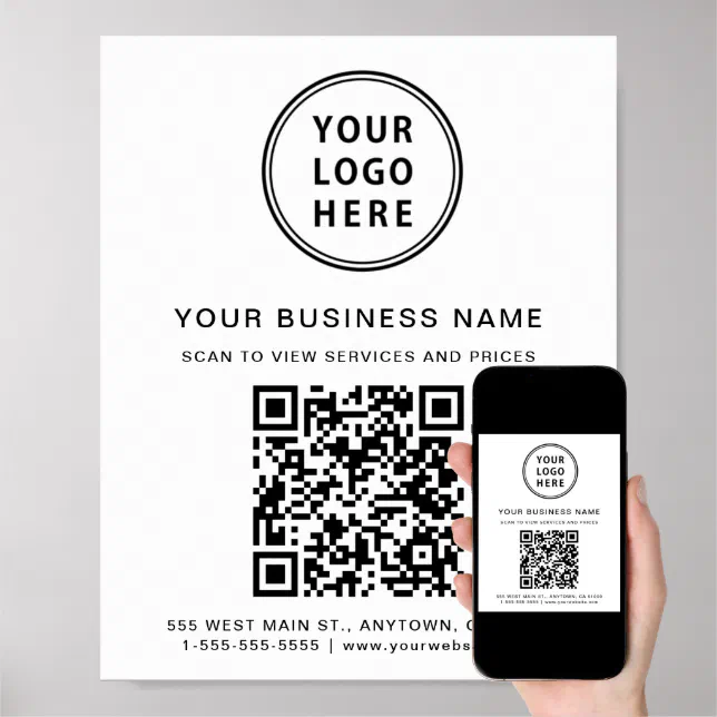 Company Logo QR Code Poster | Zazzle
