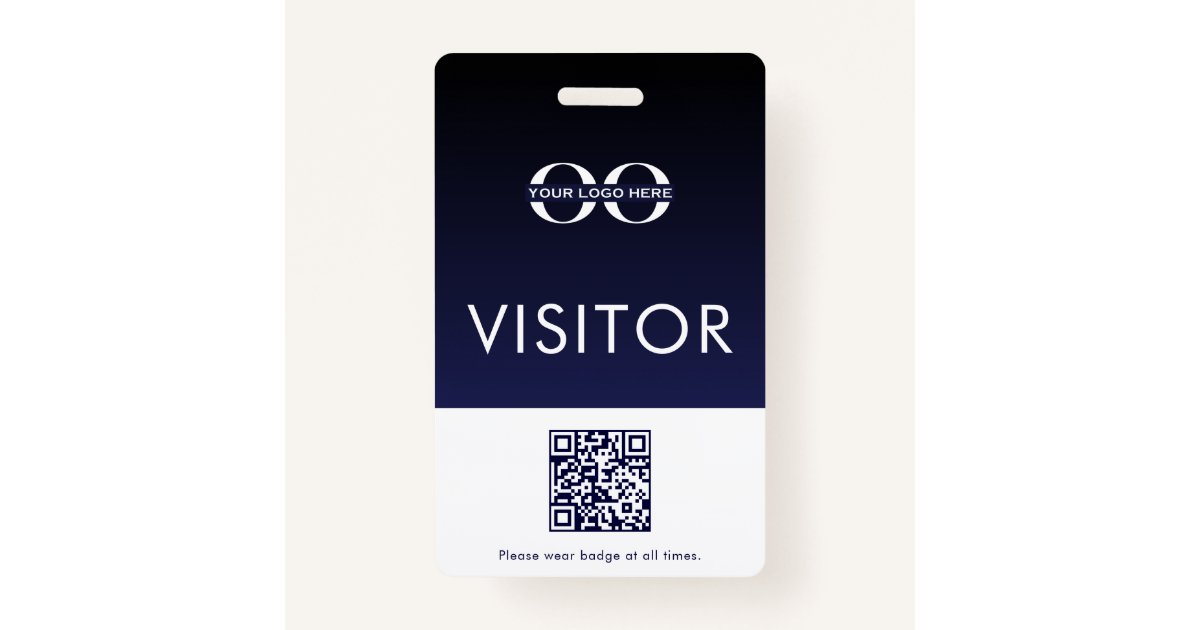 Company Logo Visitor Badge QR Code ID Badge | Zazzle