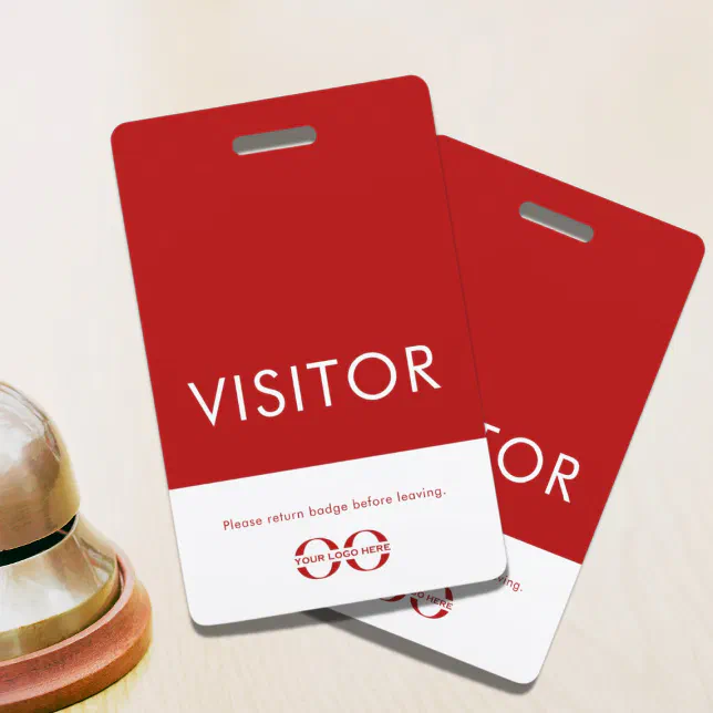 Company Logo Visitor Badge Red ID Badge | Zazzle