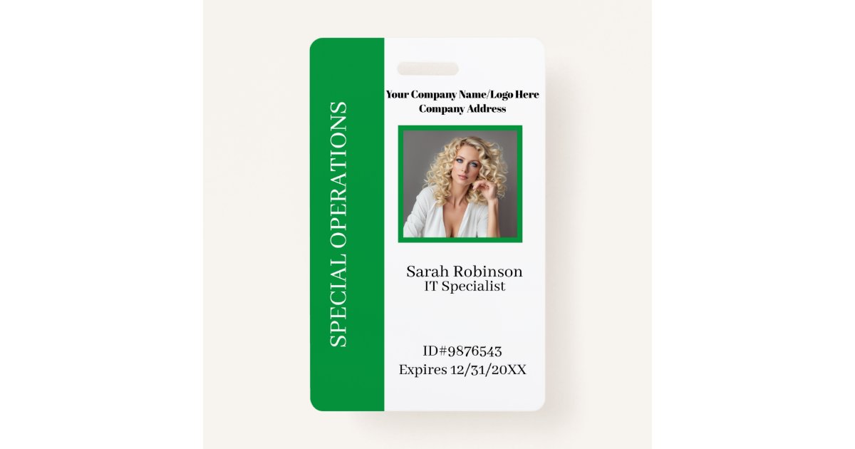Company Photo ID badge with Barcode | Zazzle