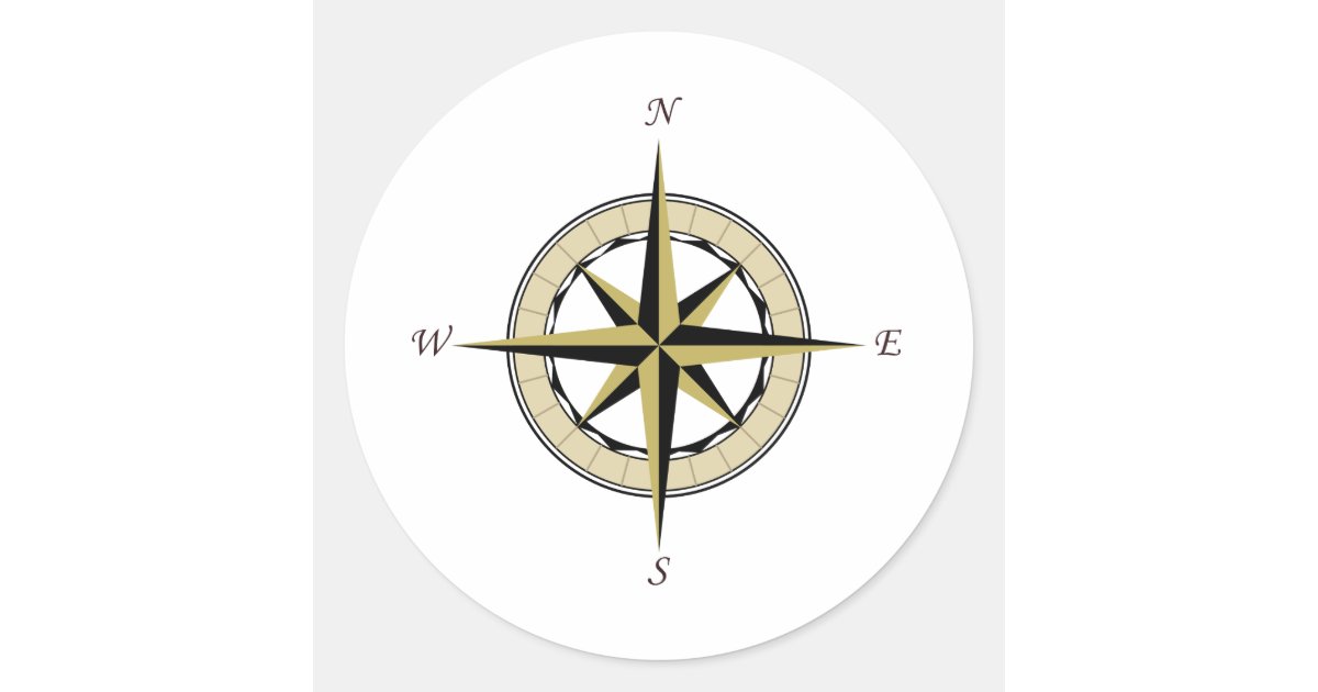 Compass Rose Art Classic Round Sticker Zazzle
