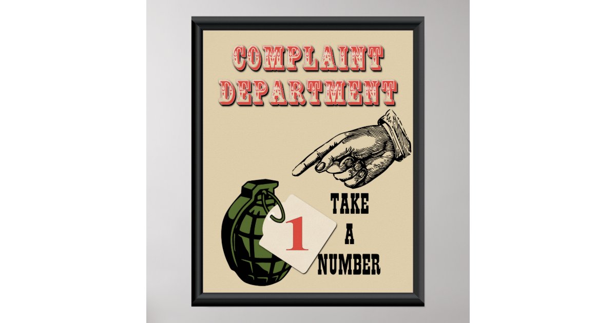 Complaint Department Poster | Zazzle