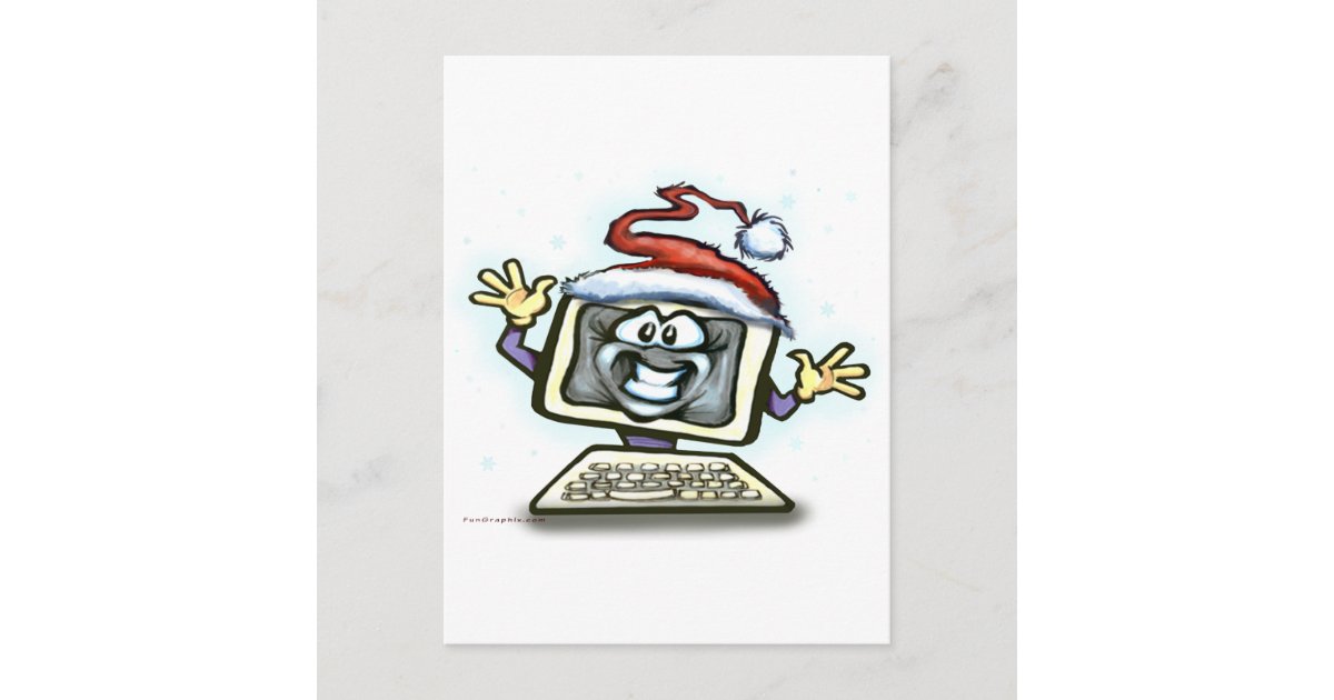 Computer Christmas Holiday Postcard | Zazzle