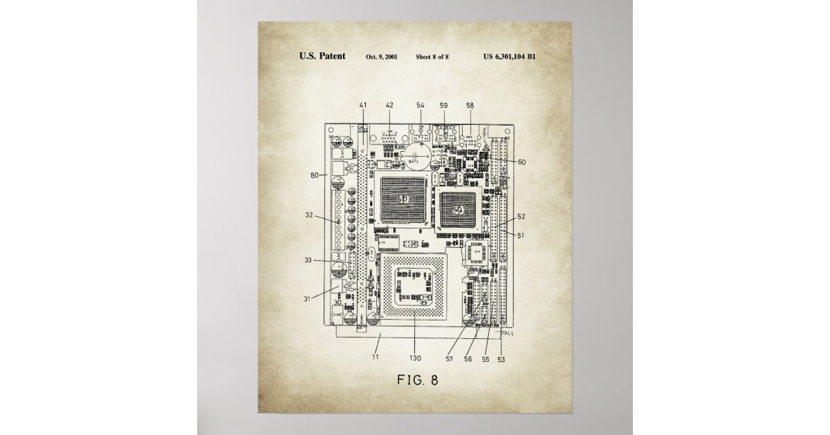 Computer motherboard patent poster | Zazzle
