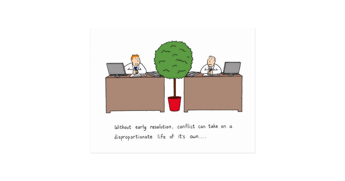 Conflict Resolution in the Workplace, Cartoon. Postcard | Zazzle.co.uk