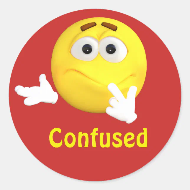 Confused Emoji Emoticon Cartoon Face Classic Round Sticker | Zazzle