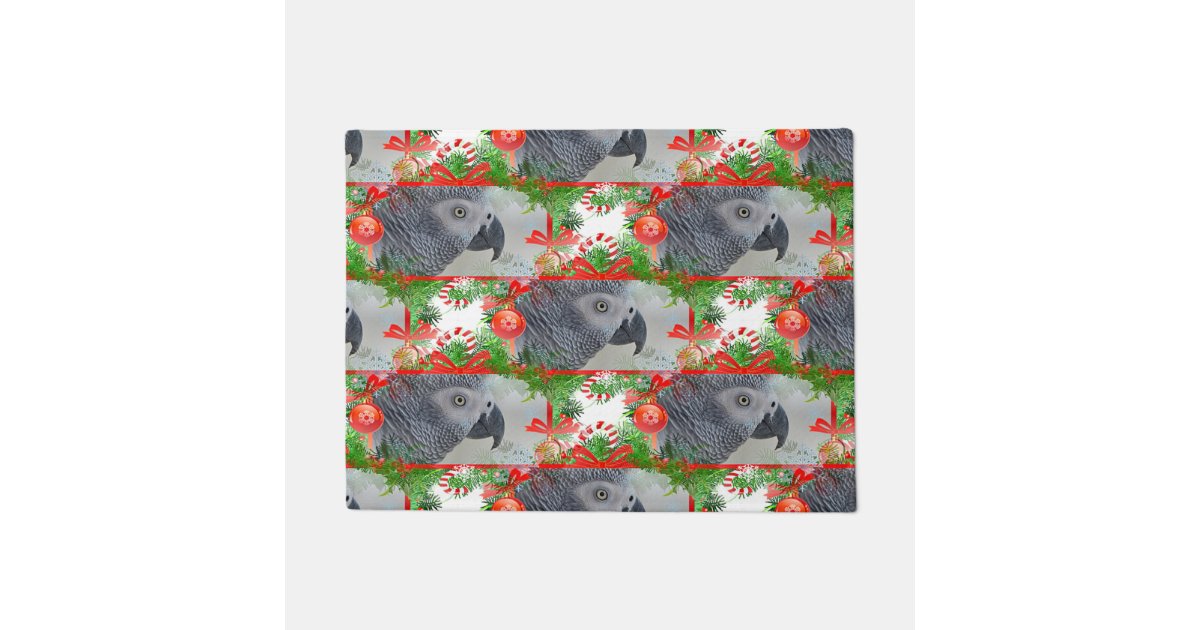 Congo African Grey Parrot Christmas Doormat | Zazzle