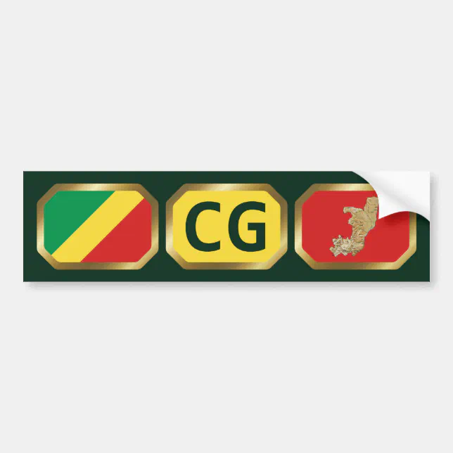 Congo-Brazzaville Flag Map Code Bumper Sticker | Zazzle