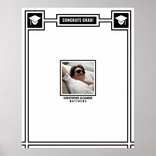Congrats Graduate Photo Black Signature Large Poster | Zazzle