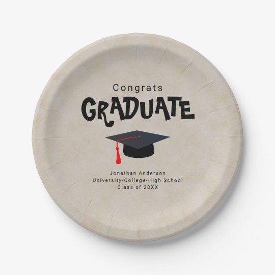 "Congrats Graduate" Your Name Graduation Paper Plate | Zazzle.co.uk