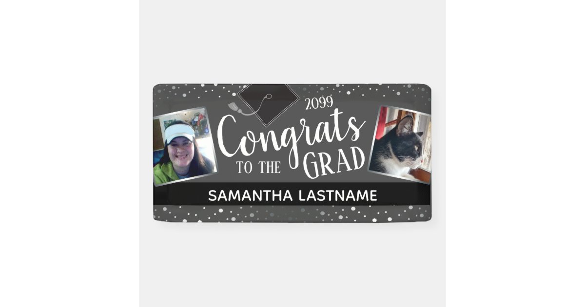 Congrats to Our Grad Two Photo 2024 Banner | Zazzle