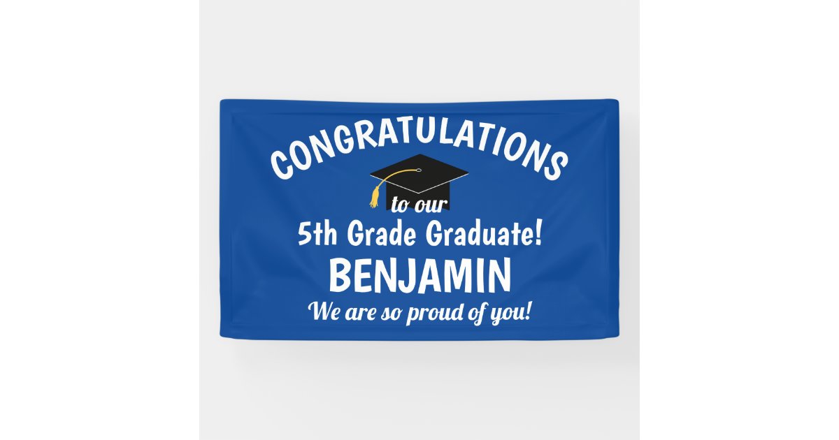 Congratulations 5th Grade Graduation Blue Banner | Zazzle