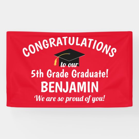 Congratulations 5th Grade Graduation Red Banner | Zazzle.co.uk