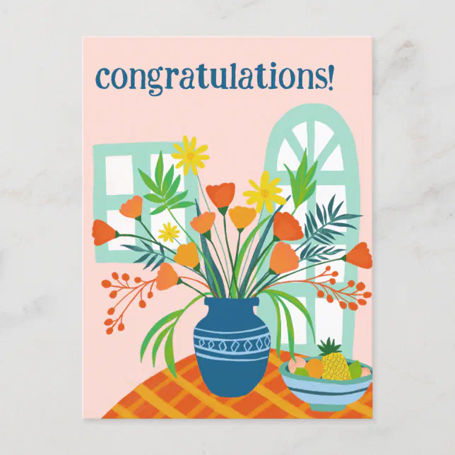 CONGRATULATIONS Cute Floral Bouquet Fun Custom Postcard | Zazzle