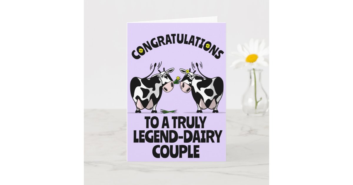 Congratulations Engagement Wedding Fun Cartoon Cow Card | Zazzle.co.uk