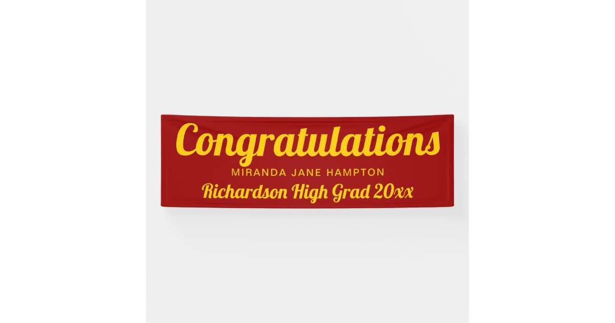 Congratulations Graduation Red and Gold Banner | Zazzle