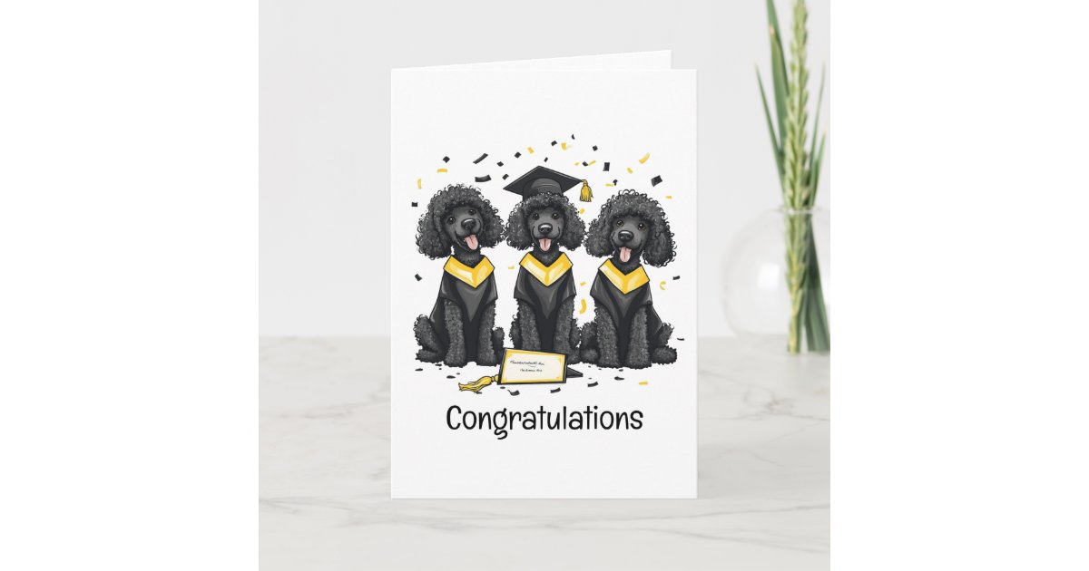 Congratulations Graduation Standard Poodle Dogs Card | Zazzle