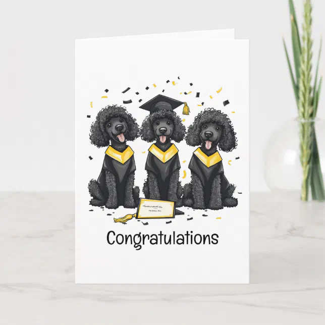 Congratulations Graduation Standard Poodle Dogs Card | Zazzle