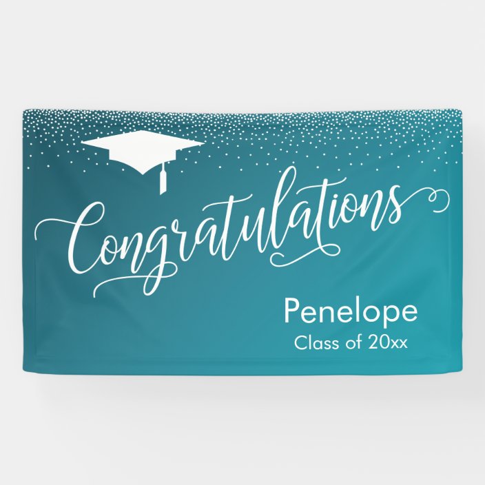 Congratulations Graduation Teal Gradient Ombre Banner | Zazzle.co.uk