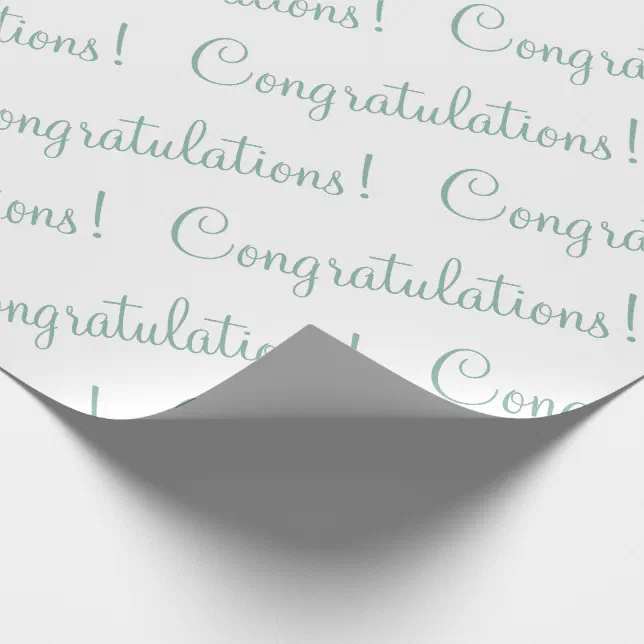 Congratulations Green Script Wedding Shower Wrapping Paper | Zazzle