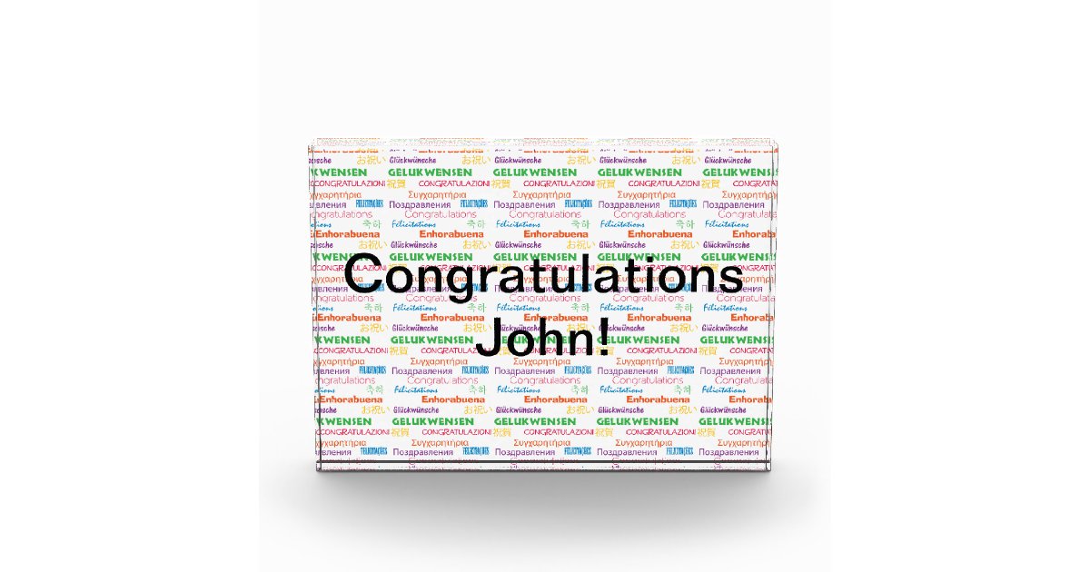 Congratulations in Many Languages Customisable Acrylic Award | Zazzle
