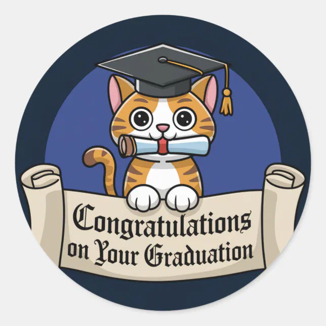Congratulations in the graduation classic round sticker | Zazzle
