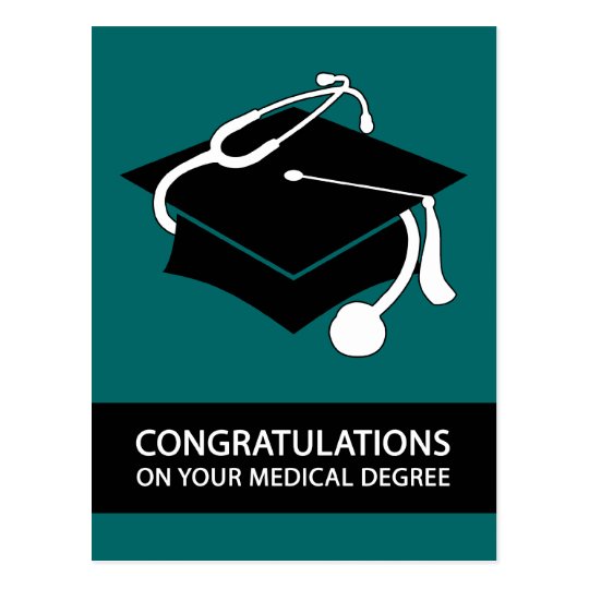 congratulations on your medical degree : teal postcard | Zazzle.co.uk
