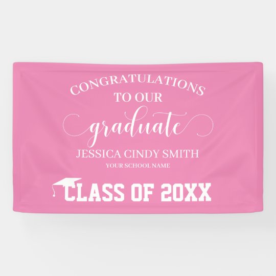 Congratulations Pink Graduate Graduation Party Banner | Zazzle.co.uk