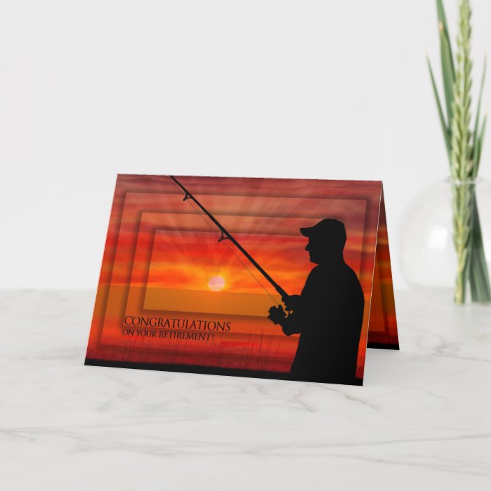 CONGRATULATIONS - RETIREMENT - FISHING AT SUSET CARD | Zazzle.co.uk