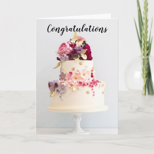 Congratulations - Spring Floral Wedding Cake Card | Zazzle.co.uk