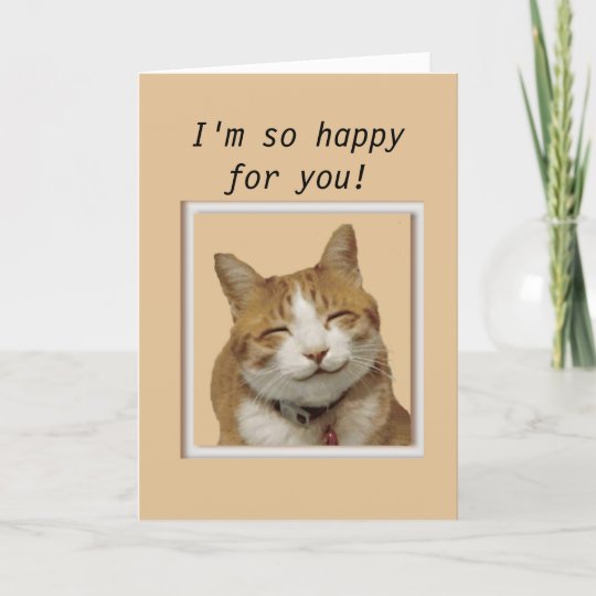 Congratulations with Happy Cat Card | Zazzle.co.uk