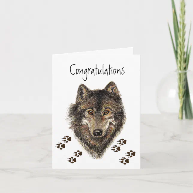 Congratulations, Wolves, Wolf Tracks AnimalCard Card | Zazzle