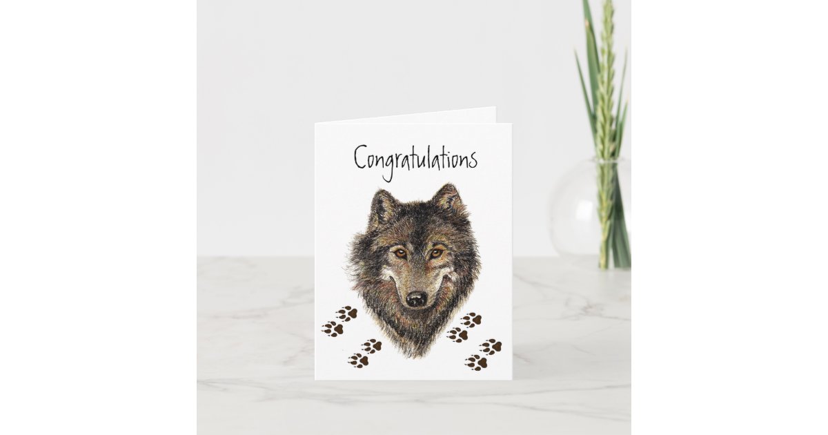 Congratulations, Wolves, Wolf Tracks AnimalCard Card | Zazzle