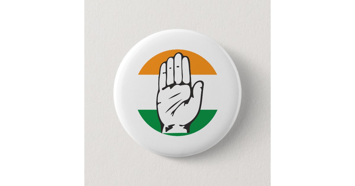 Congress Party of India Hand Symbol 6 Cm Round Badge | Zazzle