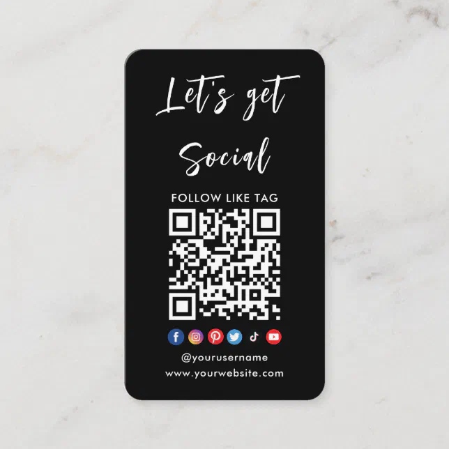 Connect With Us Qr Code Professional Black Business Card | Zazzle