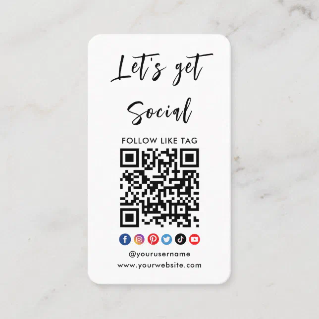 Connect With Us Qr Code Professional White Business Card | Zazzle