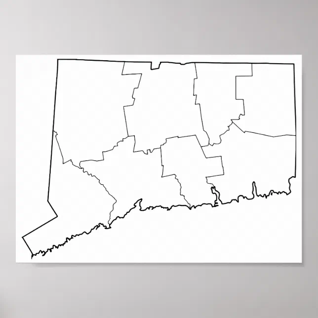 Connecticut Counties Blank Outline Map Poster | Zazzle