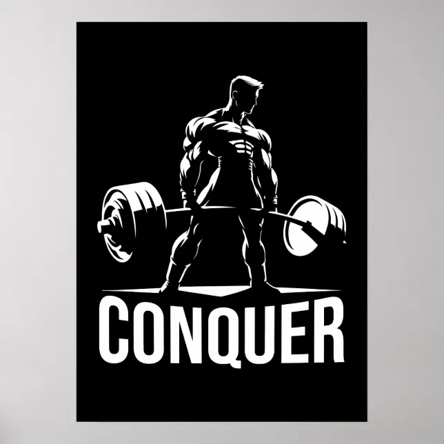CONQUER - Motivational Gym, Workout Fitness Anime Poster | Zazzle