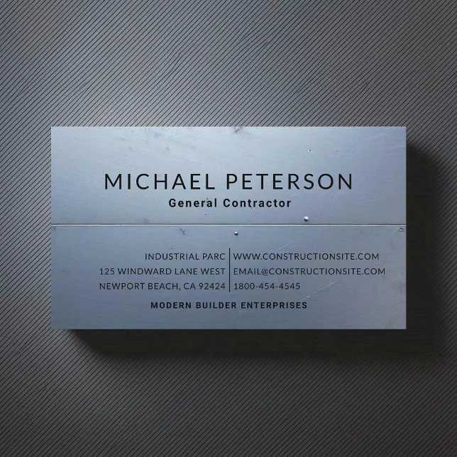 Construction Builder Developer Steel Blue Modern Business Card | Zazzle