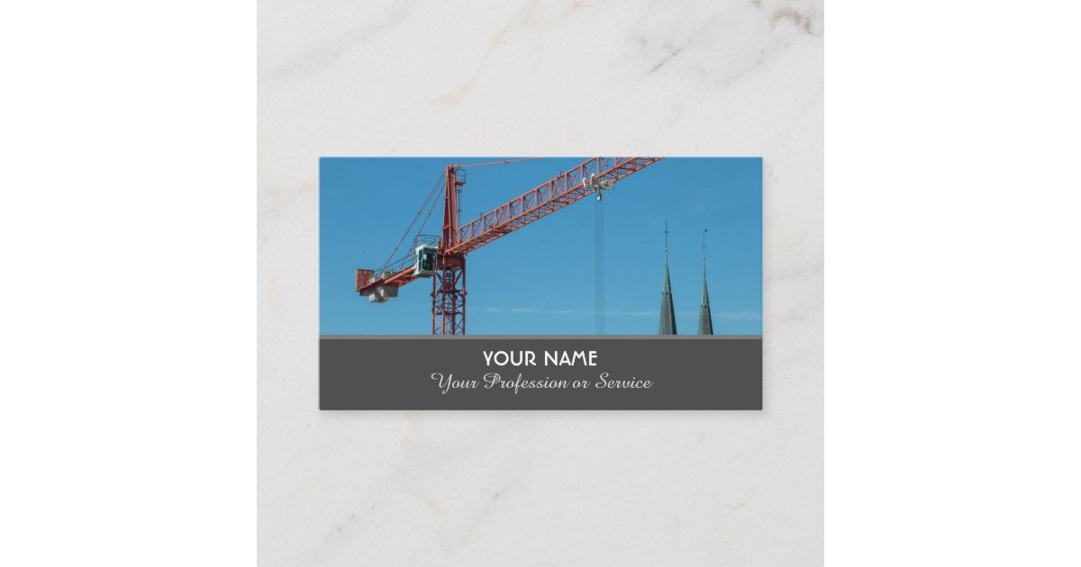 Construction crane and tower crane specialist busi business card | Zazzle