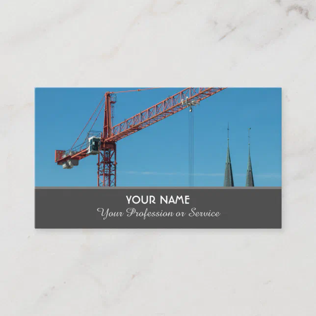 Construction crane and tower crane specialist busi business card | Zazzle