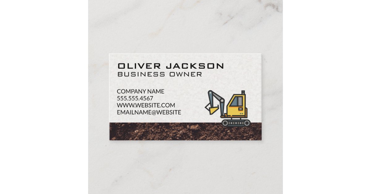 Construction | Excavator | Dirt Business Card | Zazzle