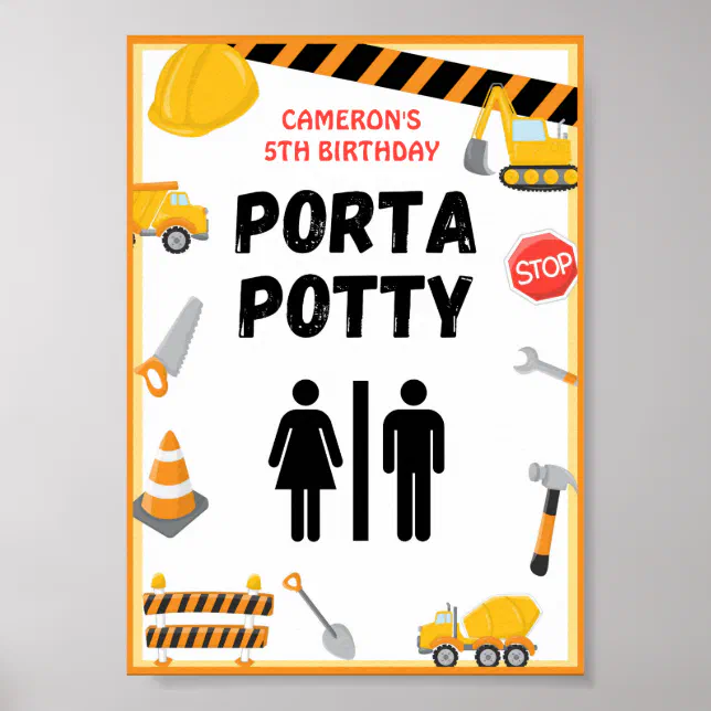 Construction Party Sign, Birthday, Baby Shower Pos Poster | Zazzle