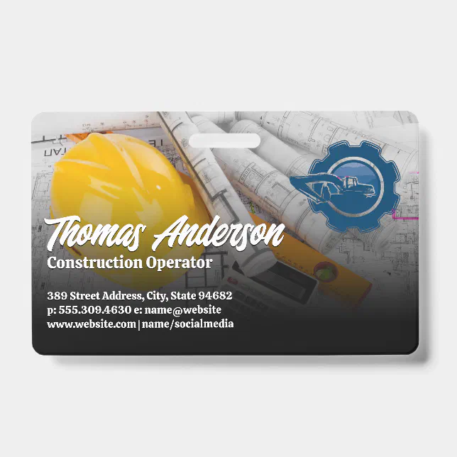 Construction Vehicle Logo | Blueprints ID Badge | Zazzle