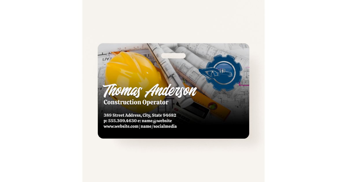 Construction Vehicle Logo | Blueprints ID Badge | Zazzle