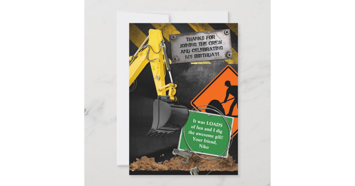Construction Worker Thank You Card | Zazzle