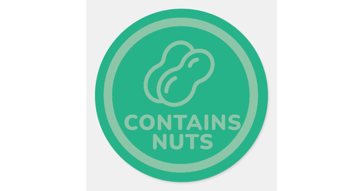 Contains Nuts Allergy Warning Peanut Cashew Bakery Classic Round ...