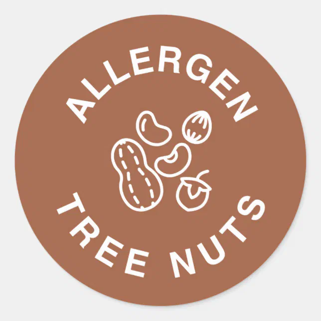 Contains Tree Nuts - Food Allergy Warning Classic Round Sticker | Zazzle