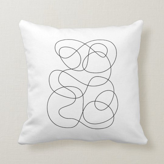 Contemporary Abstract Line Drawing Black and White Cushion | Zazzle.co.uk