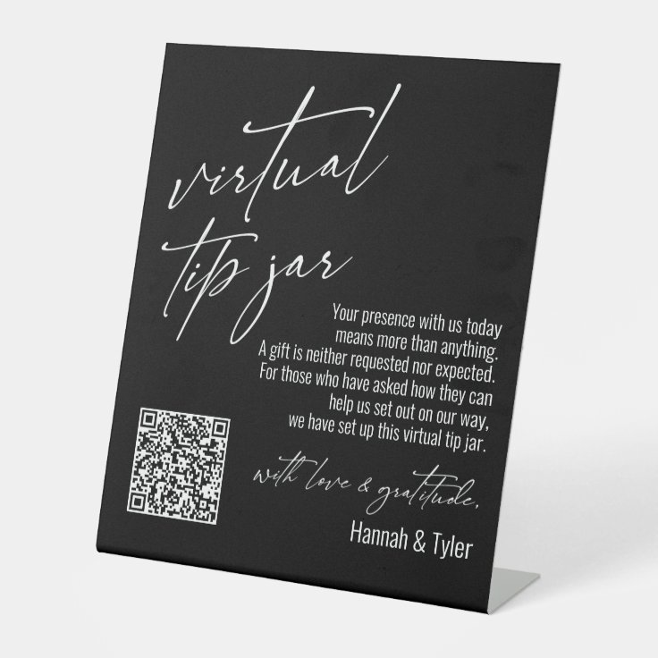 Contemporary Virtual Tip Jar QR Code Black Pedestal Sign Zazzle contemporary-virtual-tip-jar-qr-code-black-pedestal-sign-zazzle
